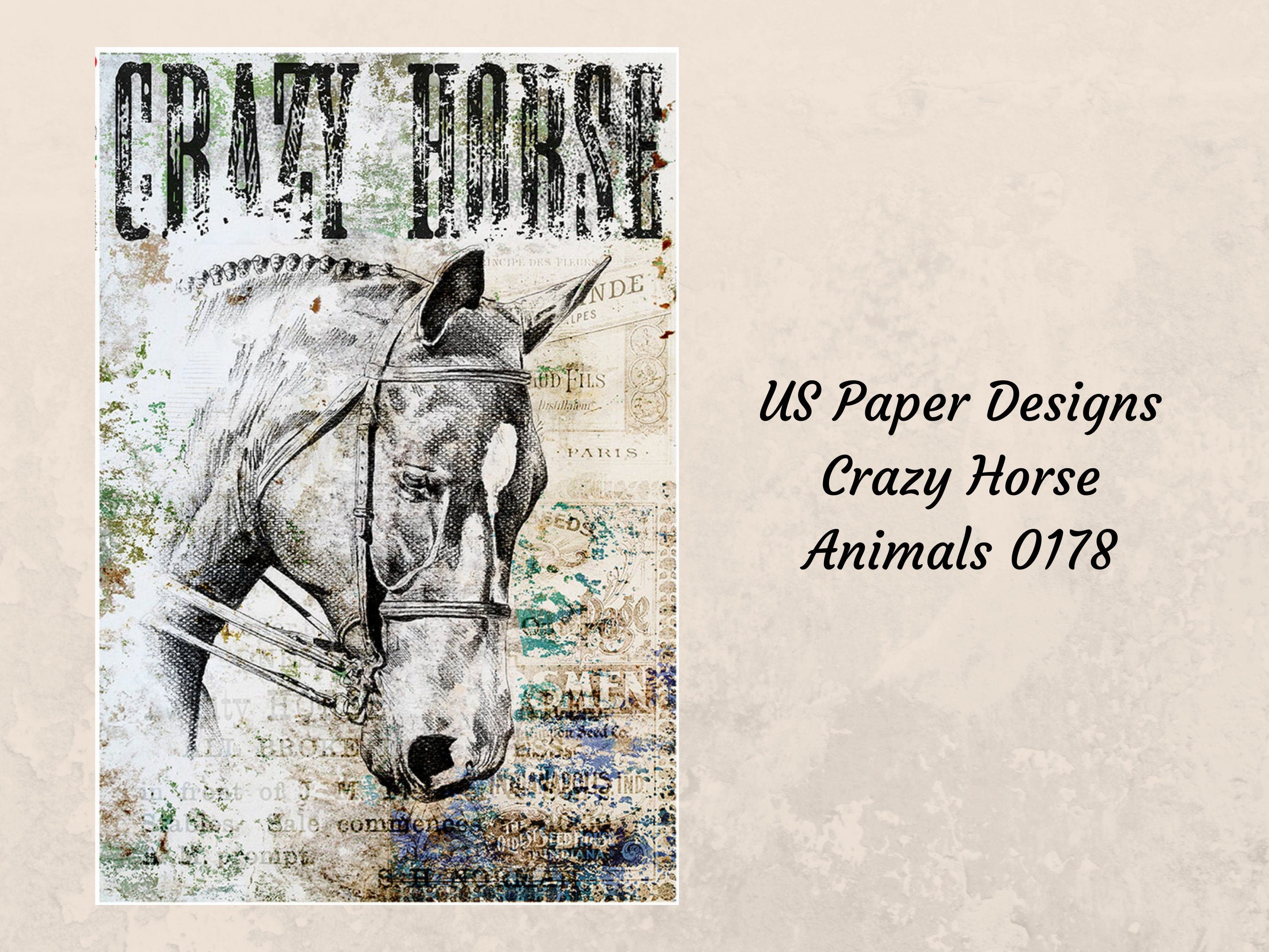 Crazy Horse | Rice Paper Decoupage | US Paper Designs Animals 0179 | 2 ...
